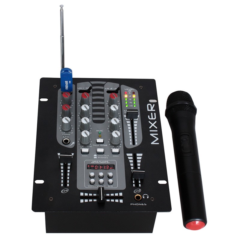 2-Way/5-Channel DJ Mixer with VHF Wireless Mic - BST Distribution